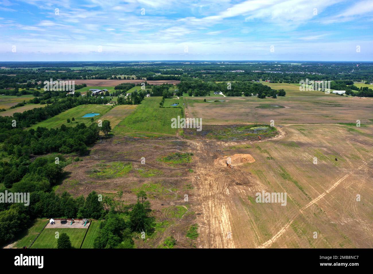 This aerial image taken with a drone on June 8, 2022 shows a portion of ...