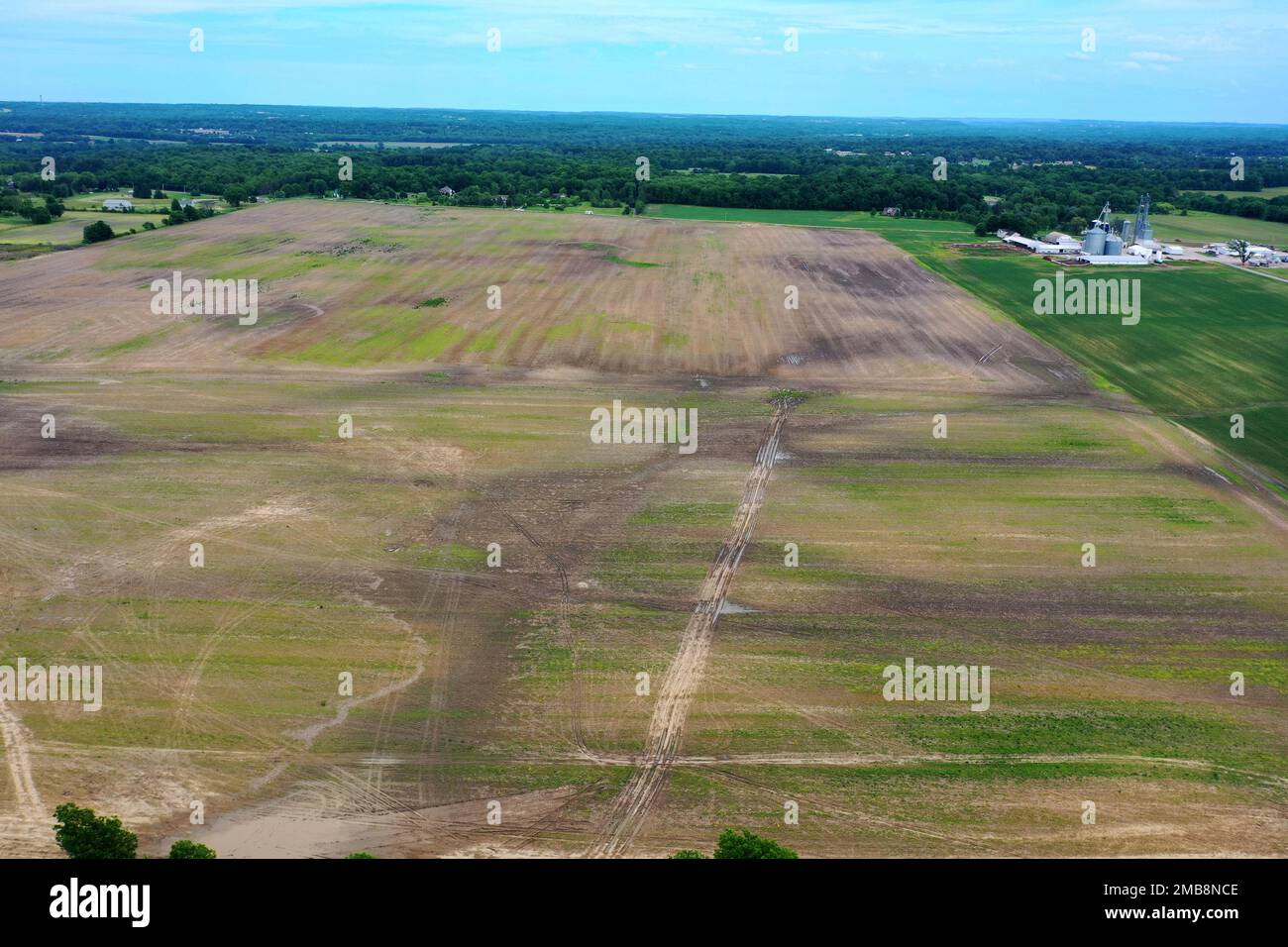 This aerial image taken with a drone on June 8, 2022 shows a portion of ...