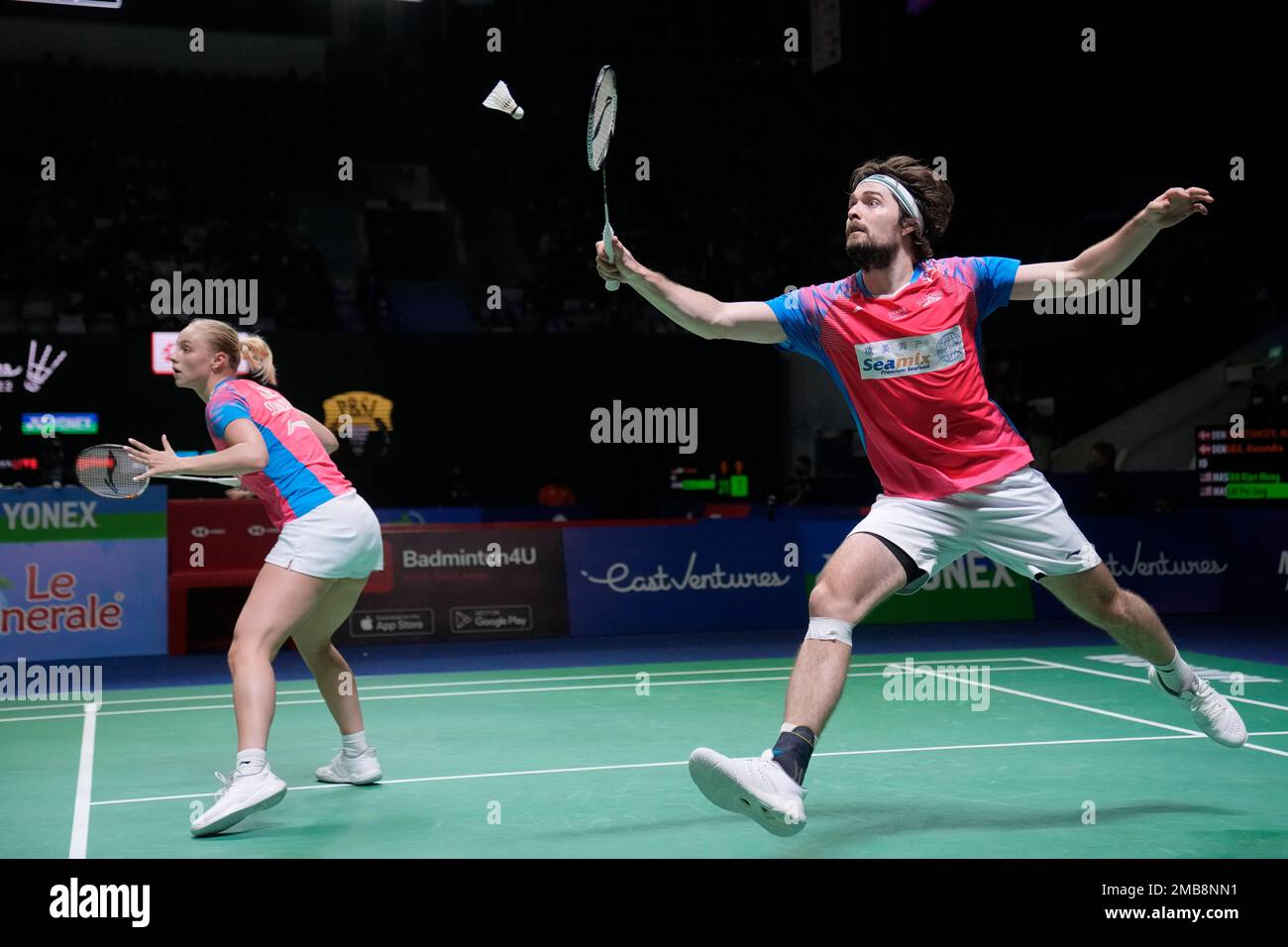 Denmark's Mathias Christiansen, right, and Alexandra Boje compete ...