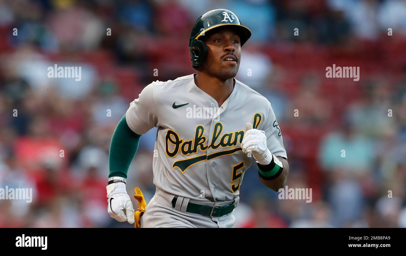 Oakland Athletics' Tony Kemp plays against the Boston Red Sox during ...
