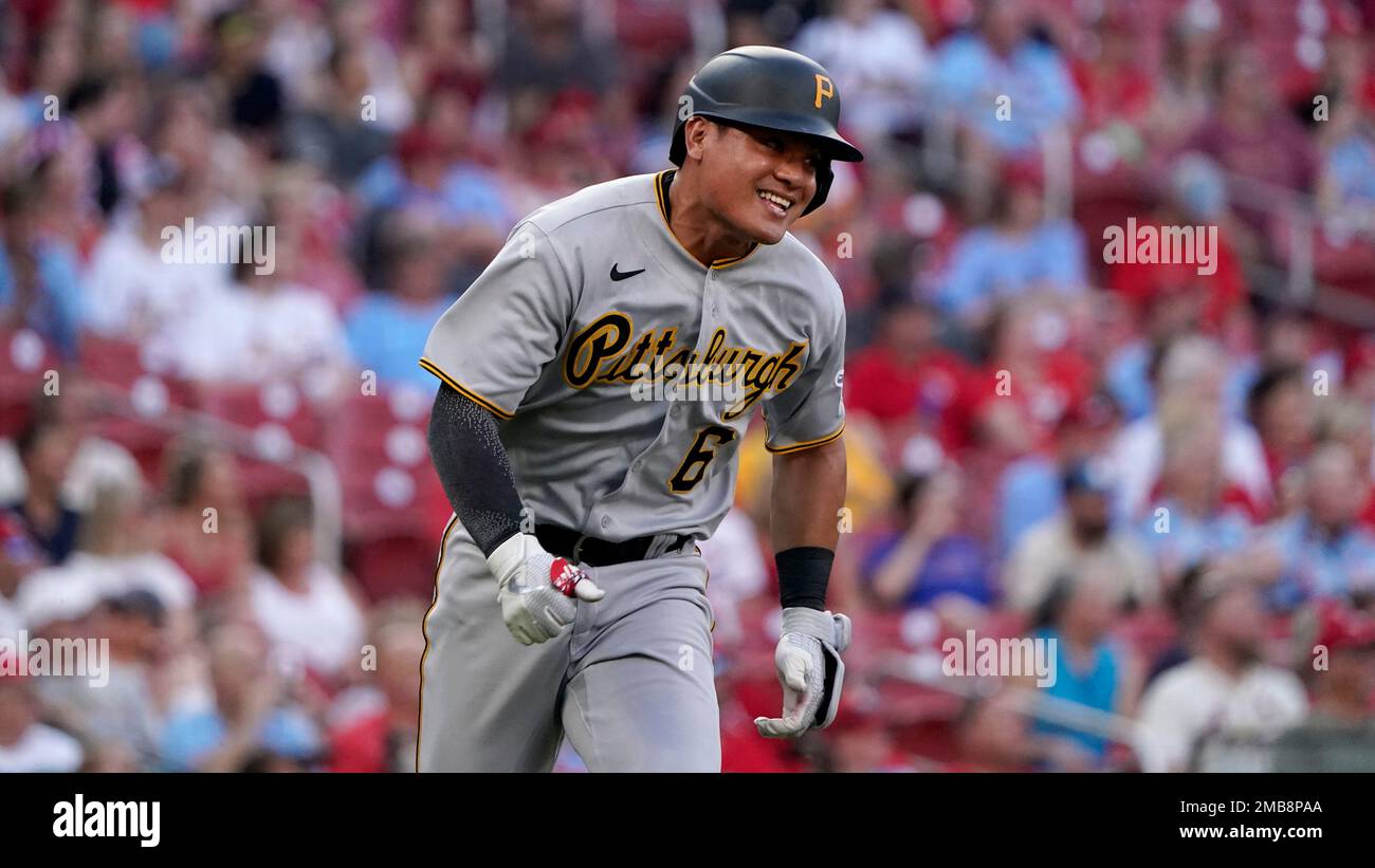 Pittsburgh Pirates' Yu Chang flies out during the third inning of a ...