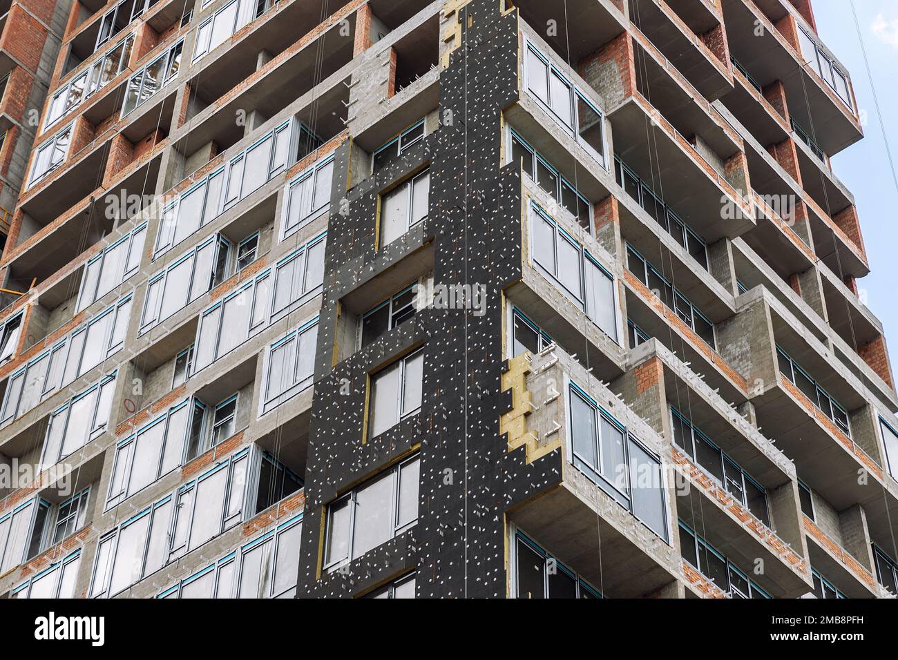 Residential apartment or business office building construction site ...