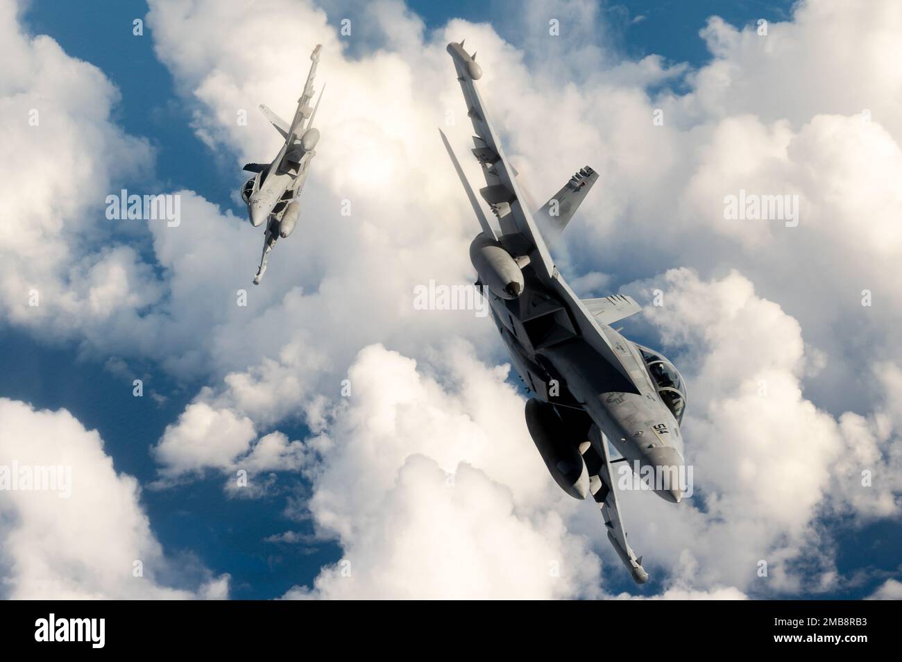 Two U.S. Navy EA-18G Growler aircraft attached to the Electronic Attack ...