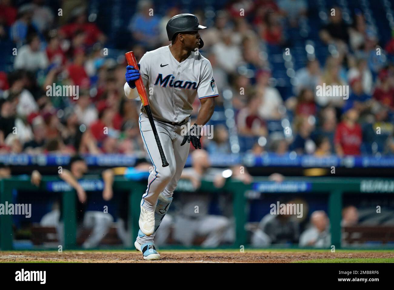 Miami Marlins' Jorge Soler plays during baseball game, Tuesday, June 14 ...