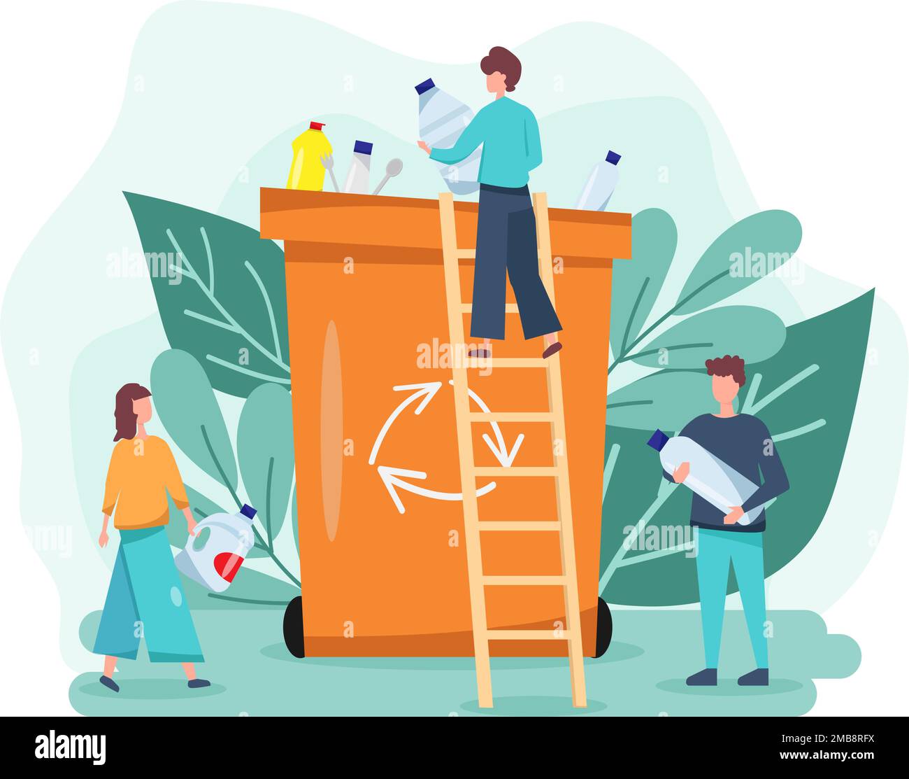 Set of people sorting the garbage. Zero waste concept Stock Vector ...