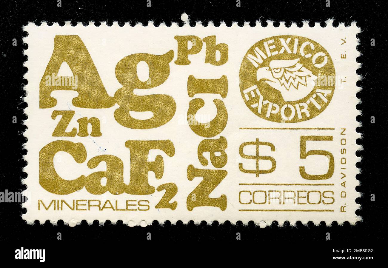 Stamp of Mexico with image of the chemicals Mexico is exporting Stock ...