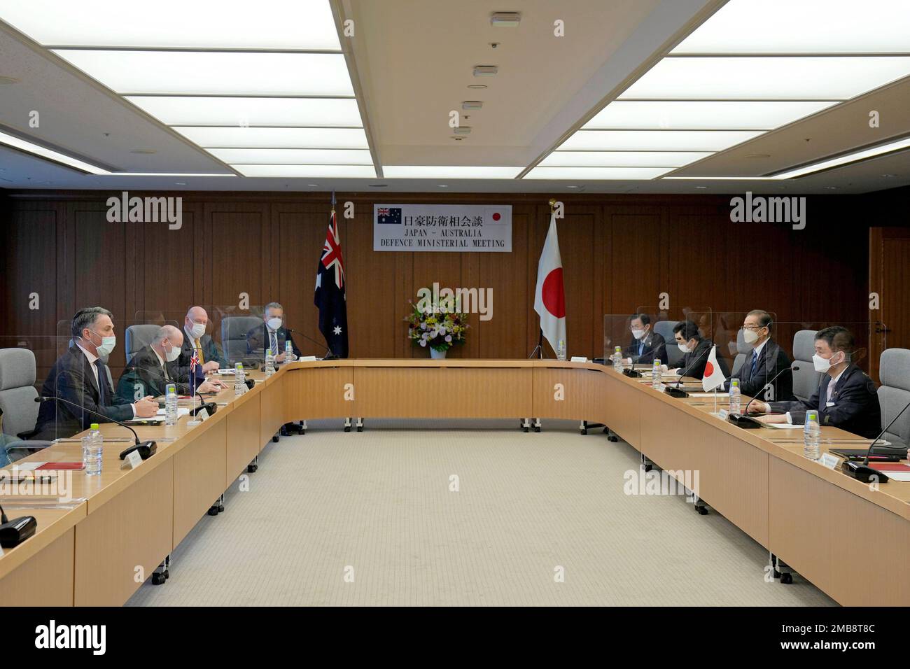 Australian Deputy Prime Minister and Defense Minister Richard Marles, left, and his Japanese ...