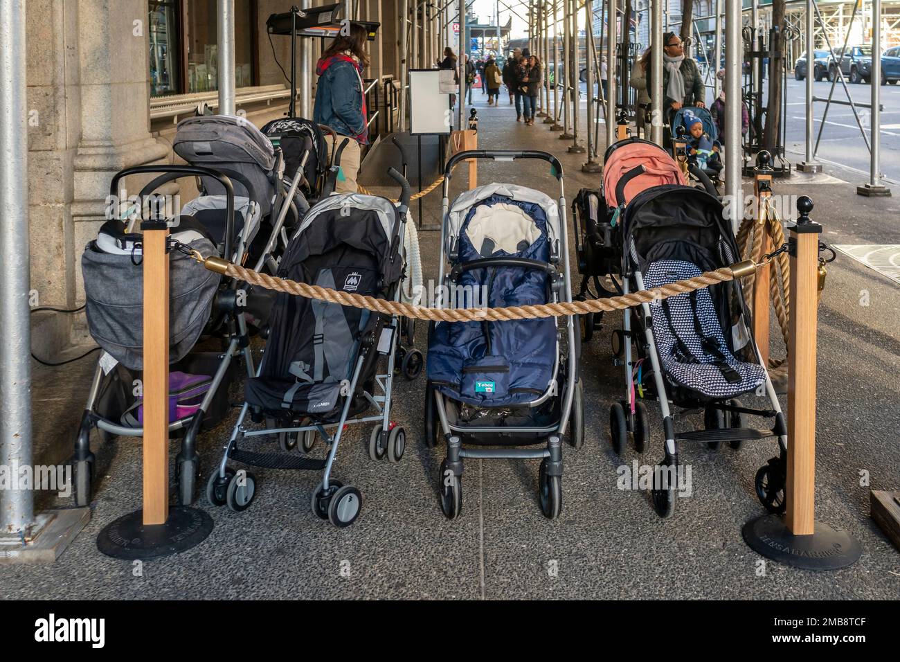 Stroller parking outside of the Camp store in the Flatiron neighborhood ...