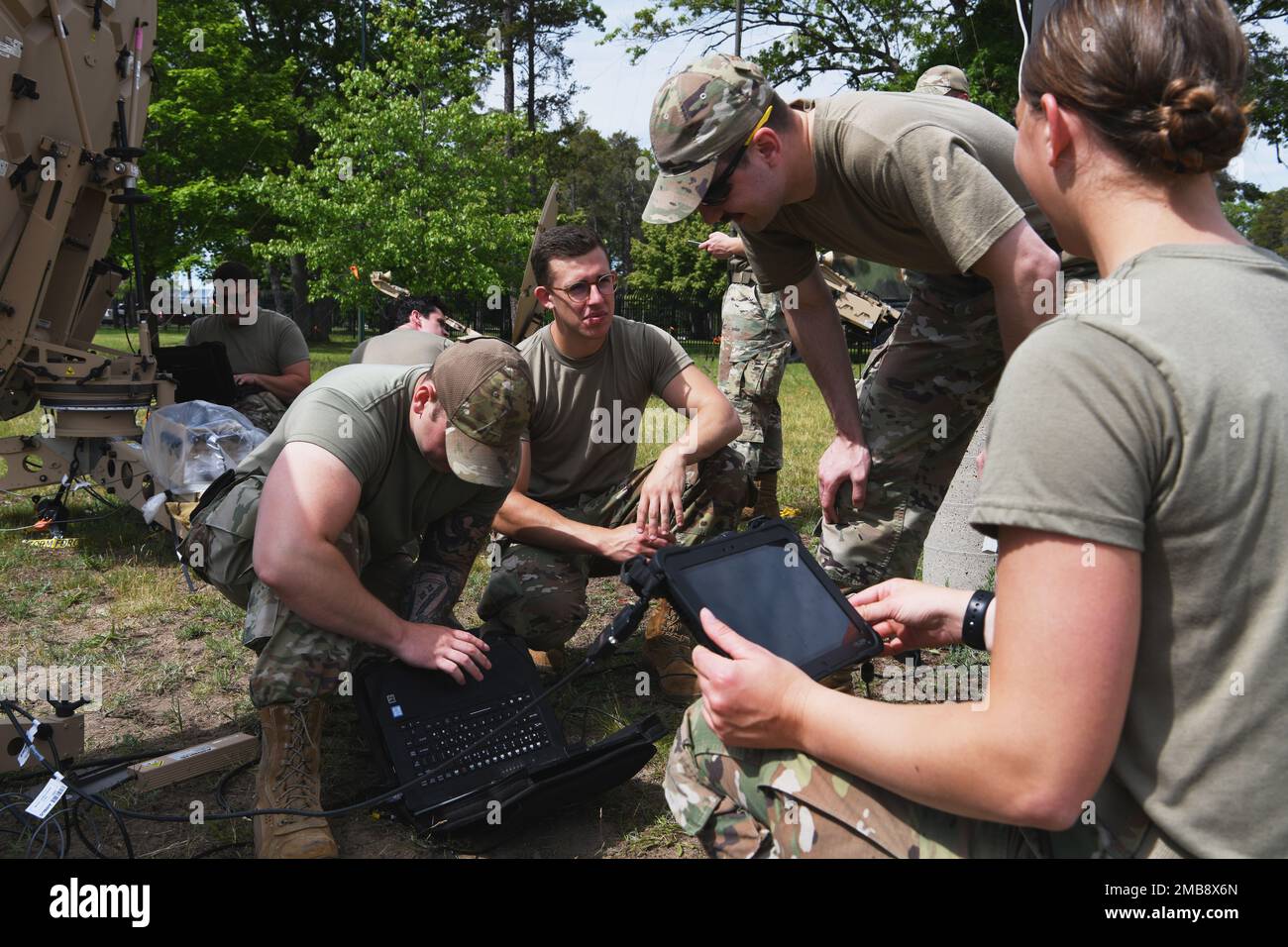 Airmen assigned to the 269th Combat Communications Squadron set up an ...