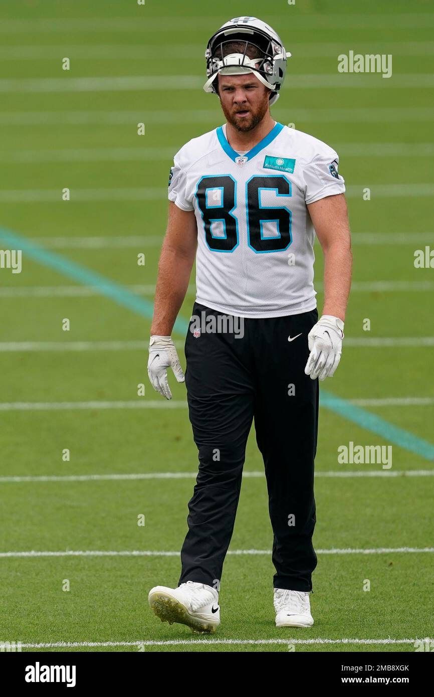 Carolina Panthers' Colin Thompson takes part in drills at the NFL ...