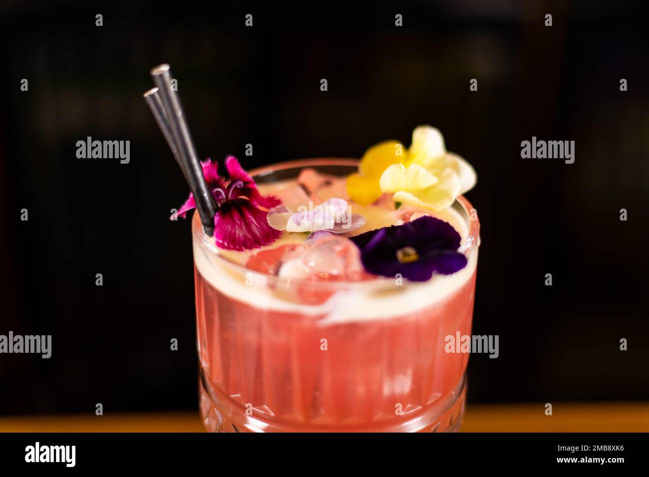 Fresh Cocktail Drinks made on a bar in a high street pub or restaurant ...