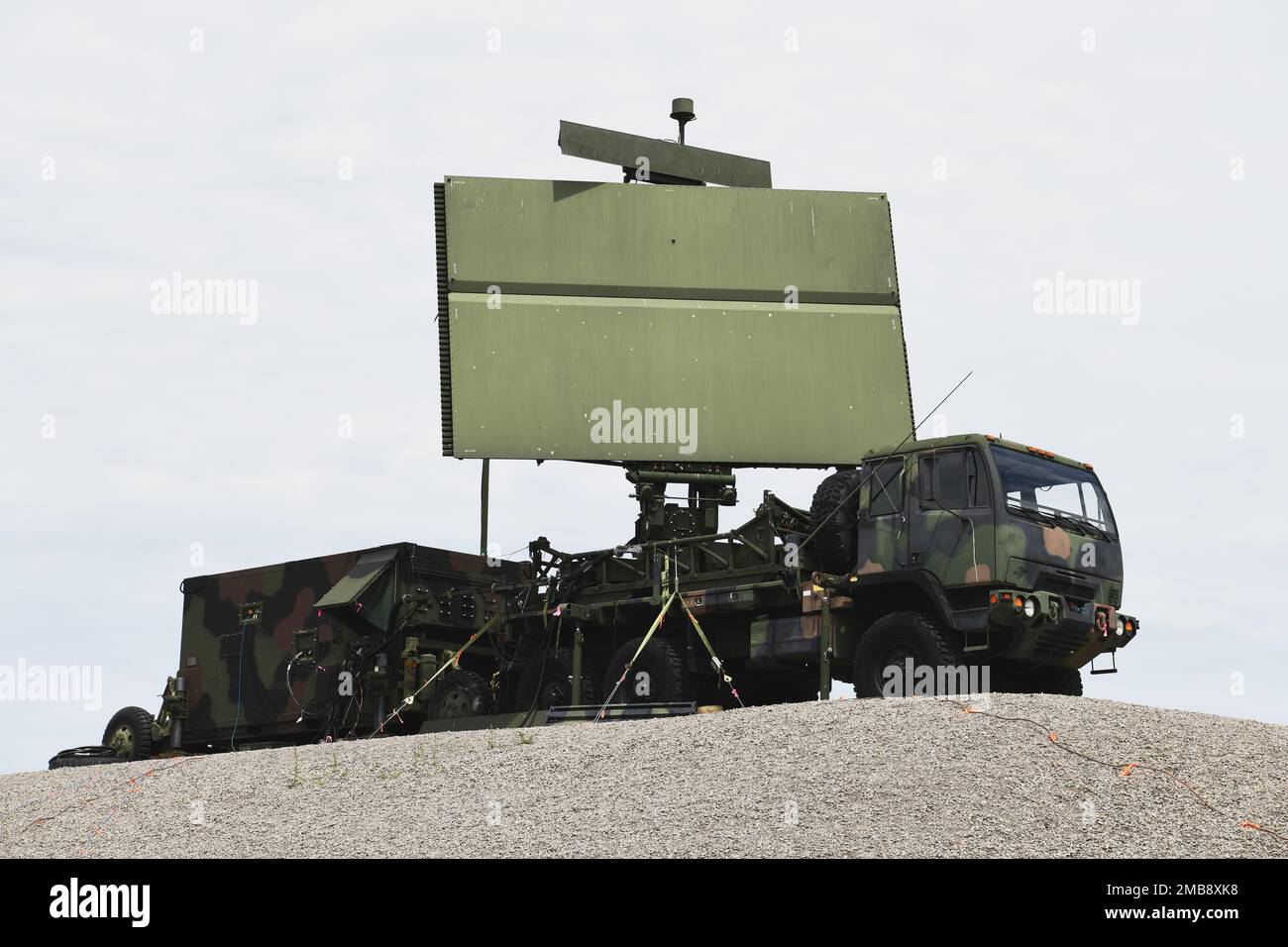 A U.S. Air Force AN/TPS-75, deployable field radar system, scans the ...