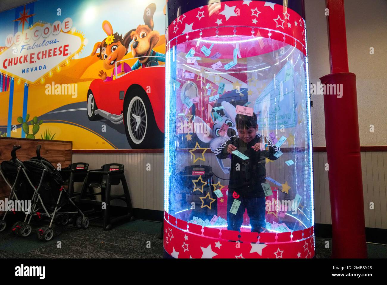 IMAGE DISTRIBUTED FOR CEC ENTERTAINMENT - One lucky guest tries out the ...