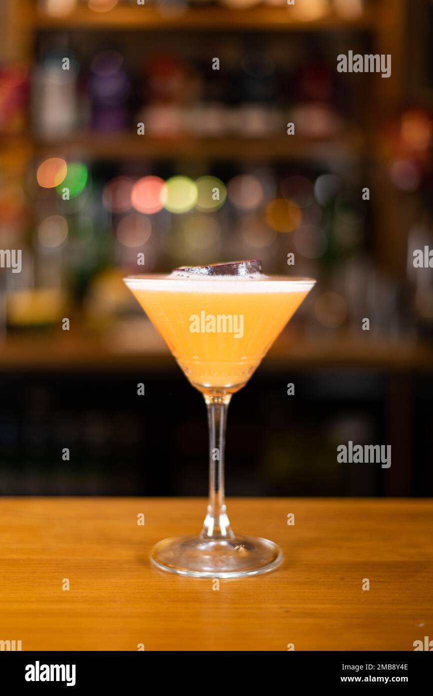 Fresh Cocktail Drinks made on a bar in a high street pub or restaurant ...