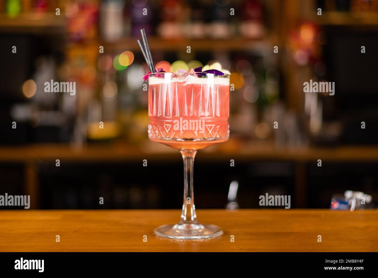 Fresh Cocktail Drinks made on a bar in a high street pub or restaurant ...