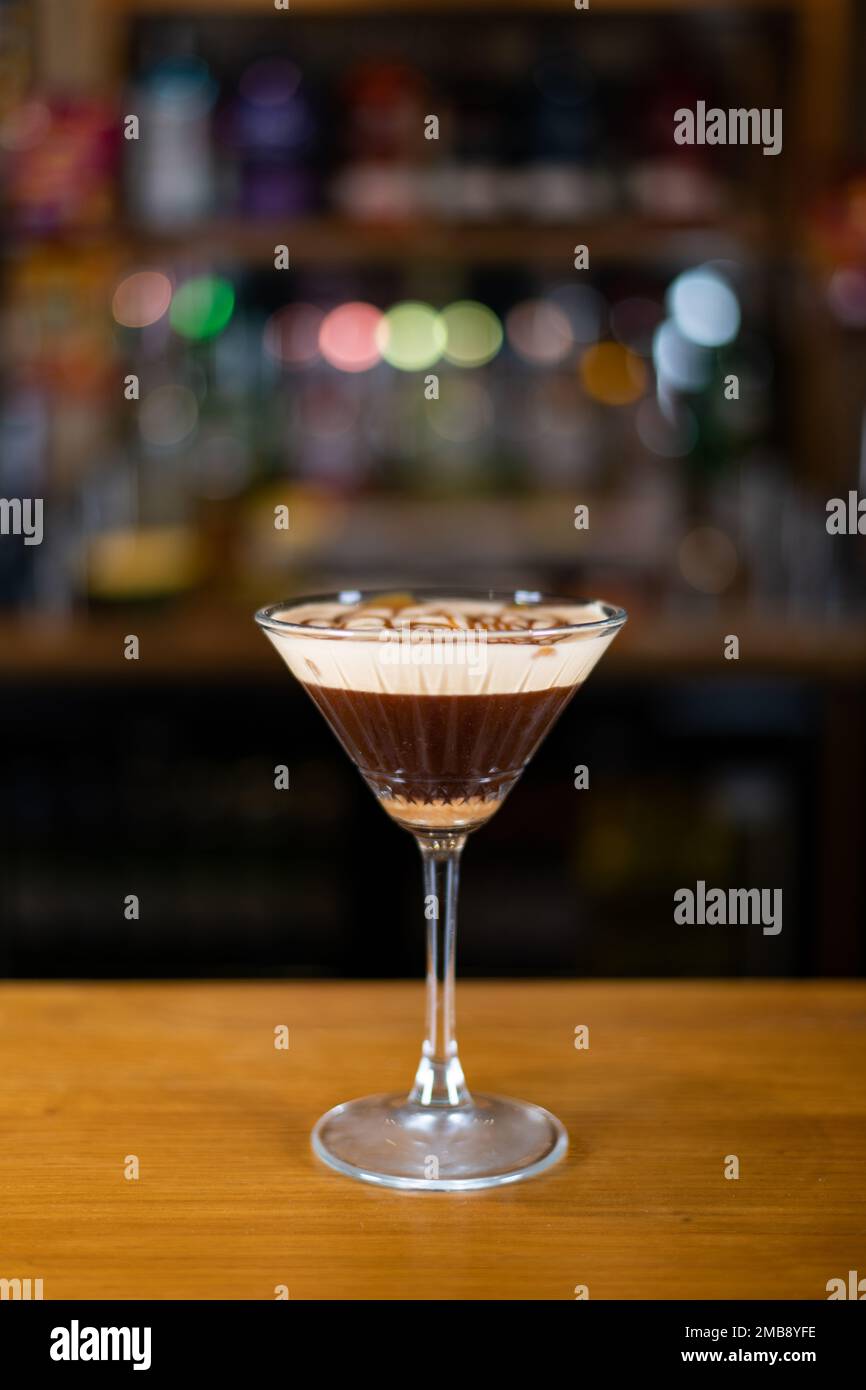 Fresh Cocktail Drinks made on a bar in a high street pub or restaurant ...