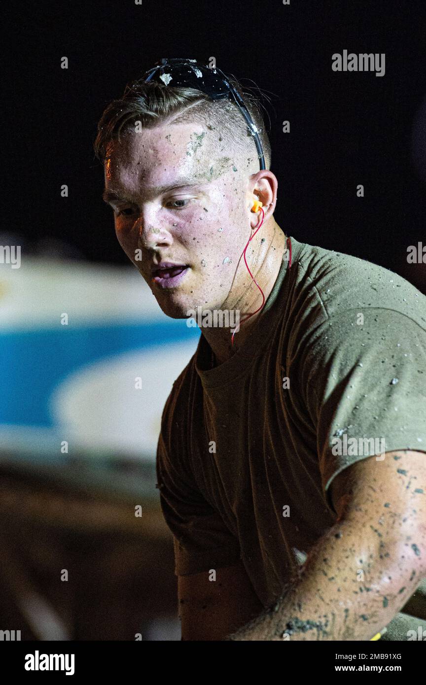 U.S. Air Force Senior Airman Michael Rogge, a pavements and heavy ...