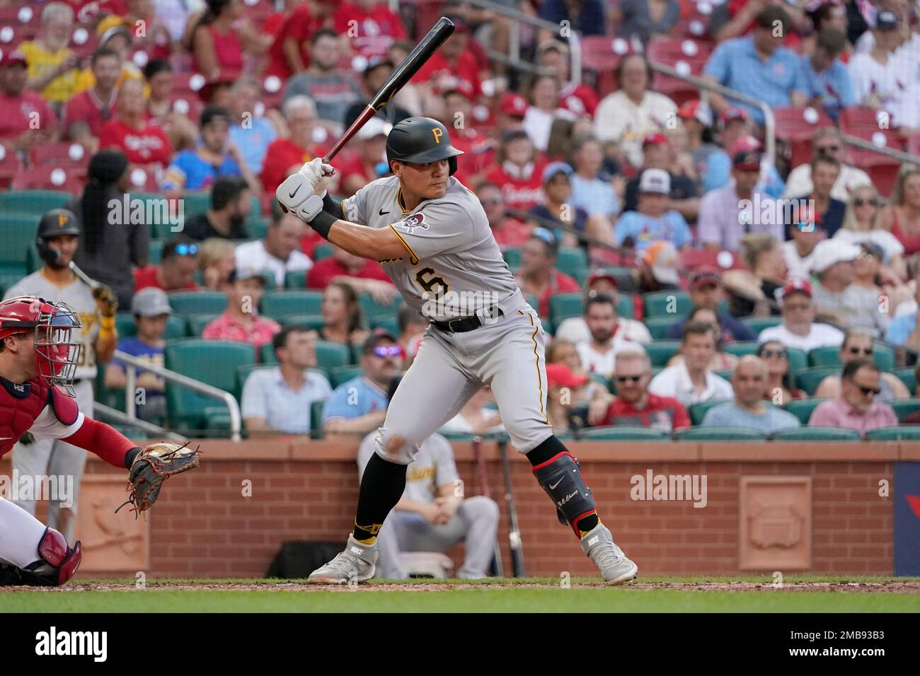 Pittsburgh Pirates' Yu Chang bats during the third inning of a baseball ...