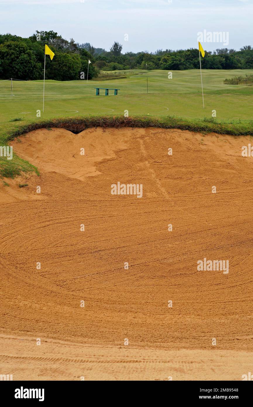 Sand bunker detail in golf course, Rio de Janeiro, Brazil Stock Photo ...