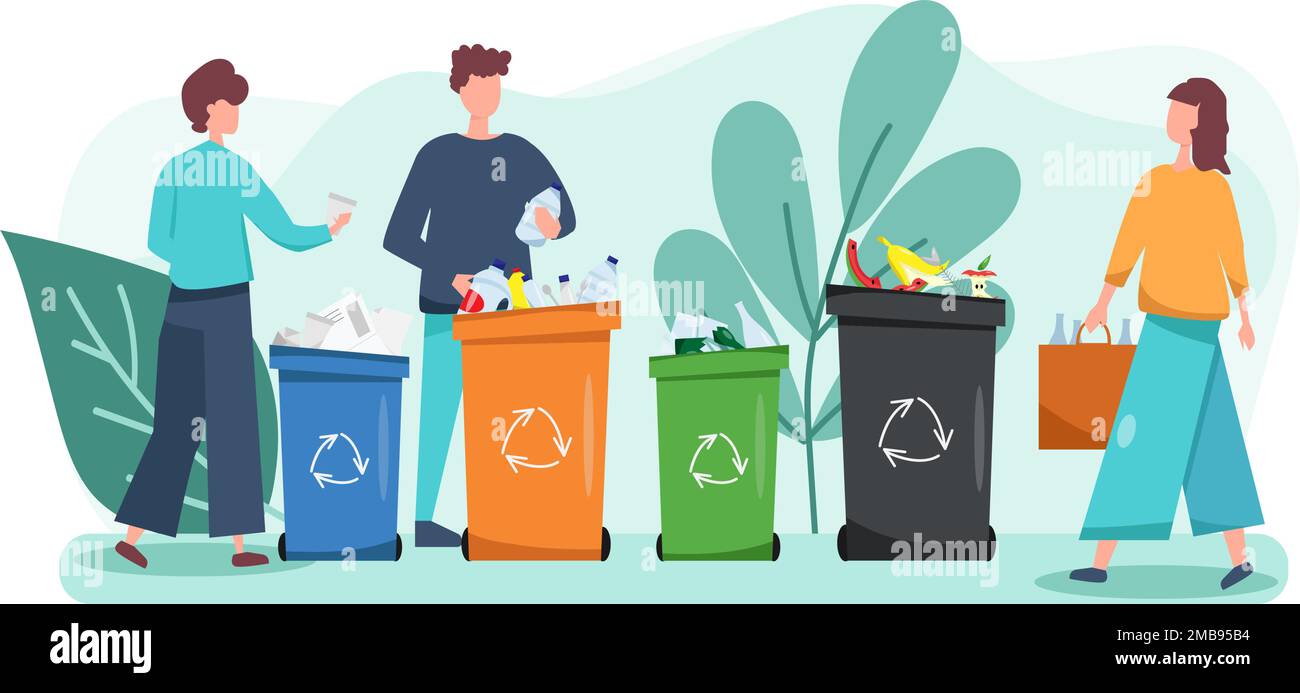 Garbage recycling concept person recycling waste Stock Vector Images ...