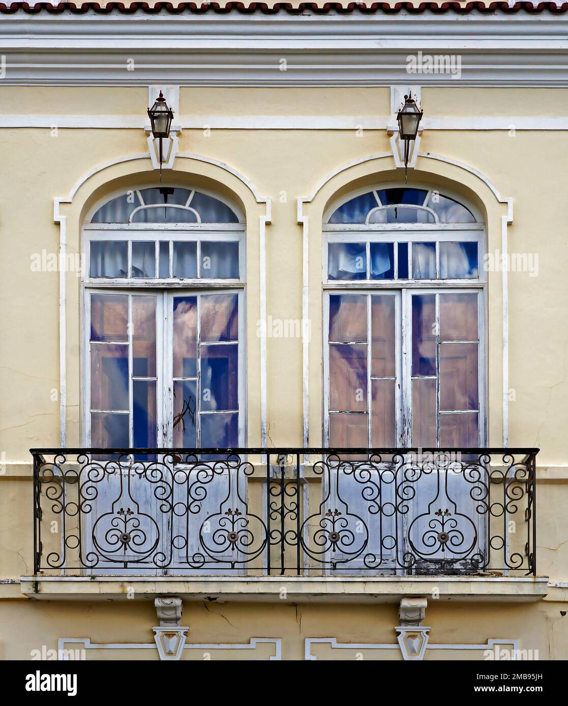 Ancient balconies on facade in Sao Joao del Rei, Brazil Stock Photo - Alamy