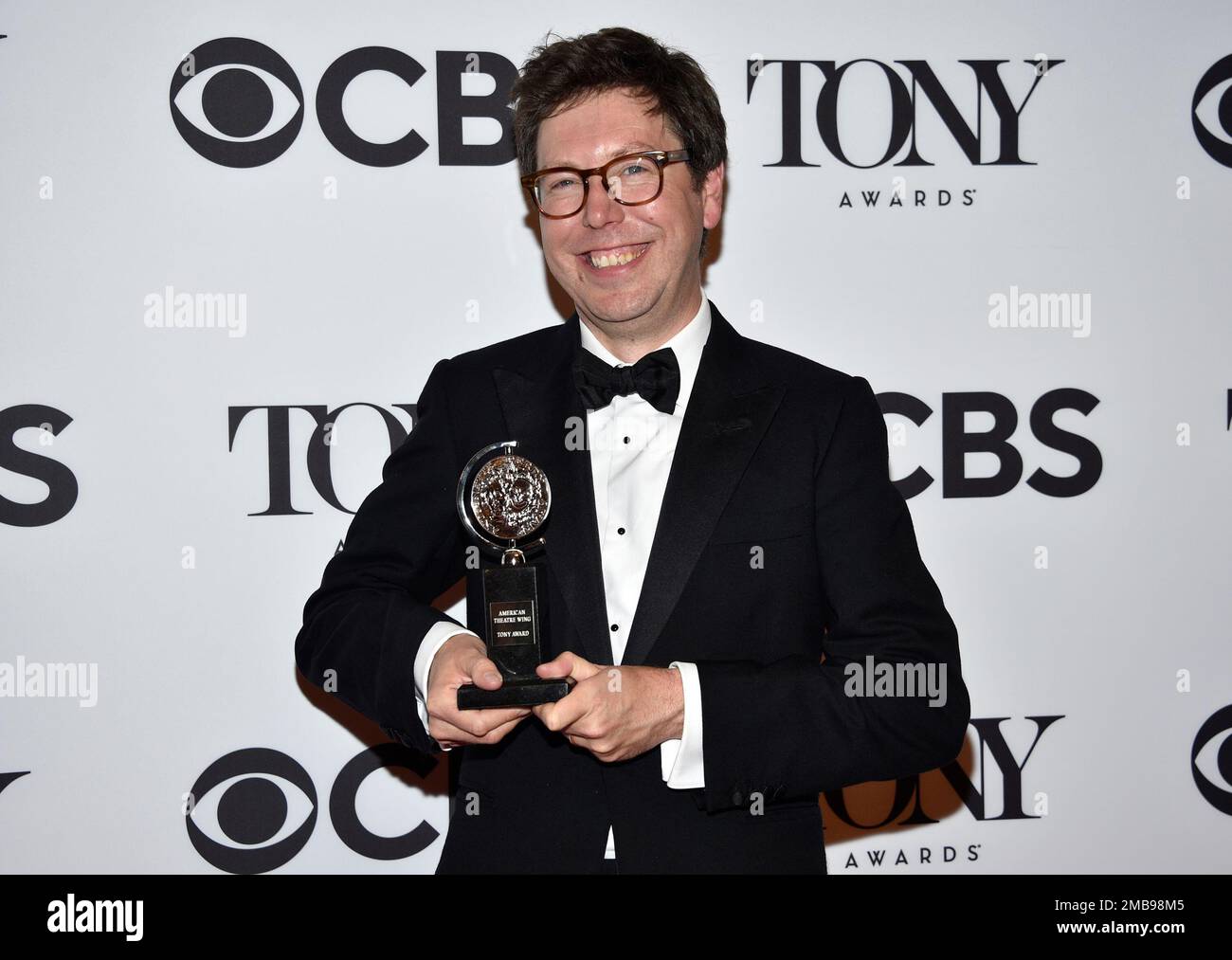 Ben Power poses in the press room with the award for best new play for ...
