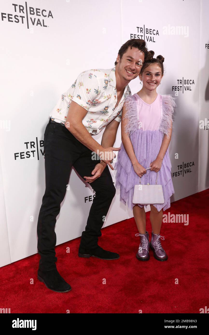 Actors Kyle Allen, left, and Alessandra Rosenfeld, right, attend the ...