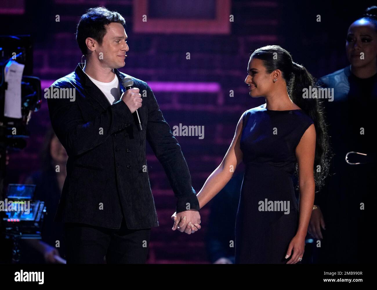 Jonathan Groff, left, Lea Michele and the original cast of "Spring ...