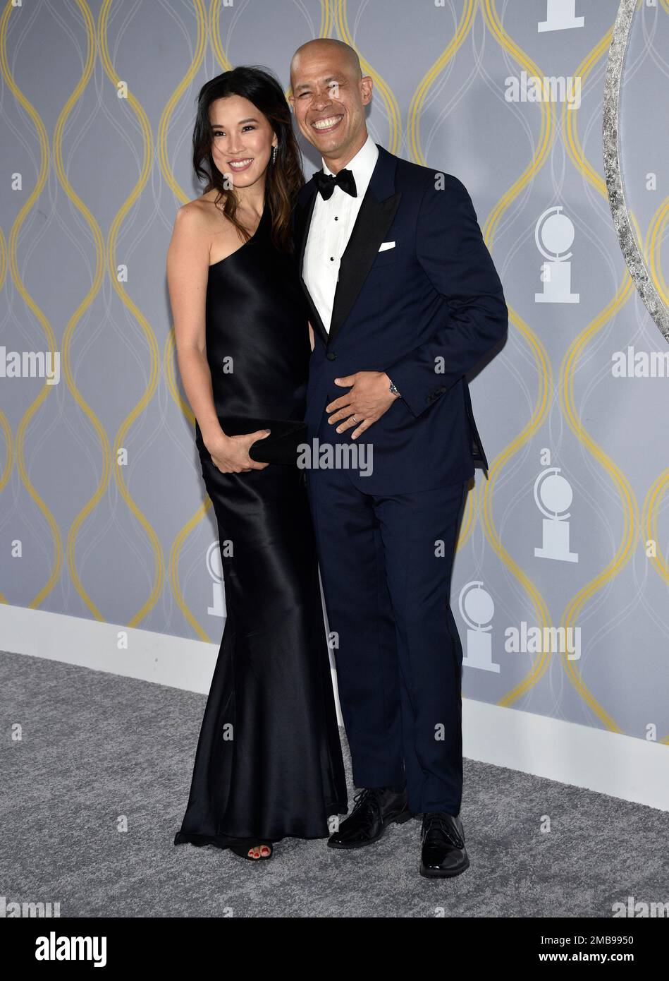 Marian Wang, left, and Vladimir Duthiers arrive at the 75th annual Tony ...