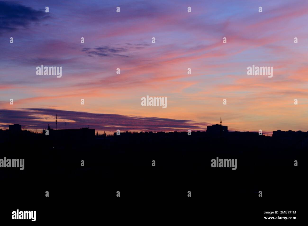 A beautiful sunset over the residential buildings Stock Photo - Alamy