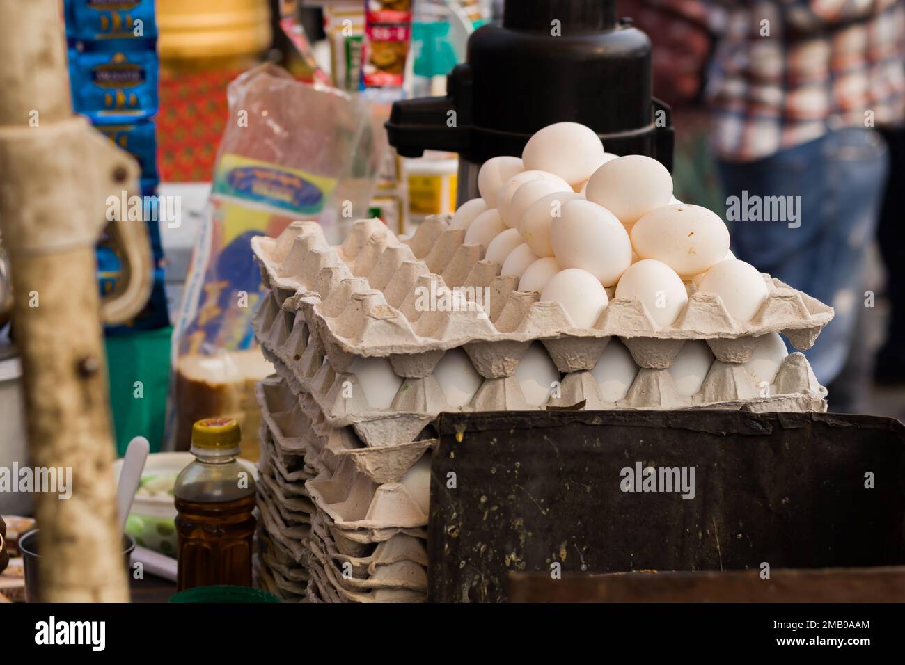 raw eggs being sold in a roadside store in india. Eggs are used for ...