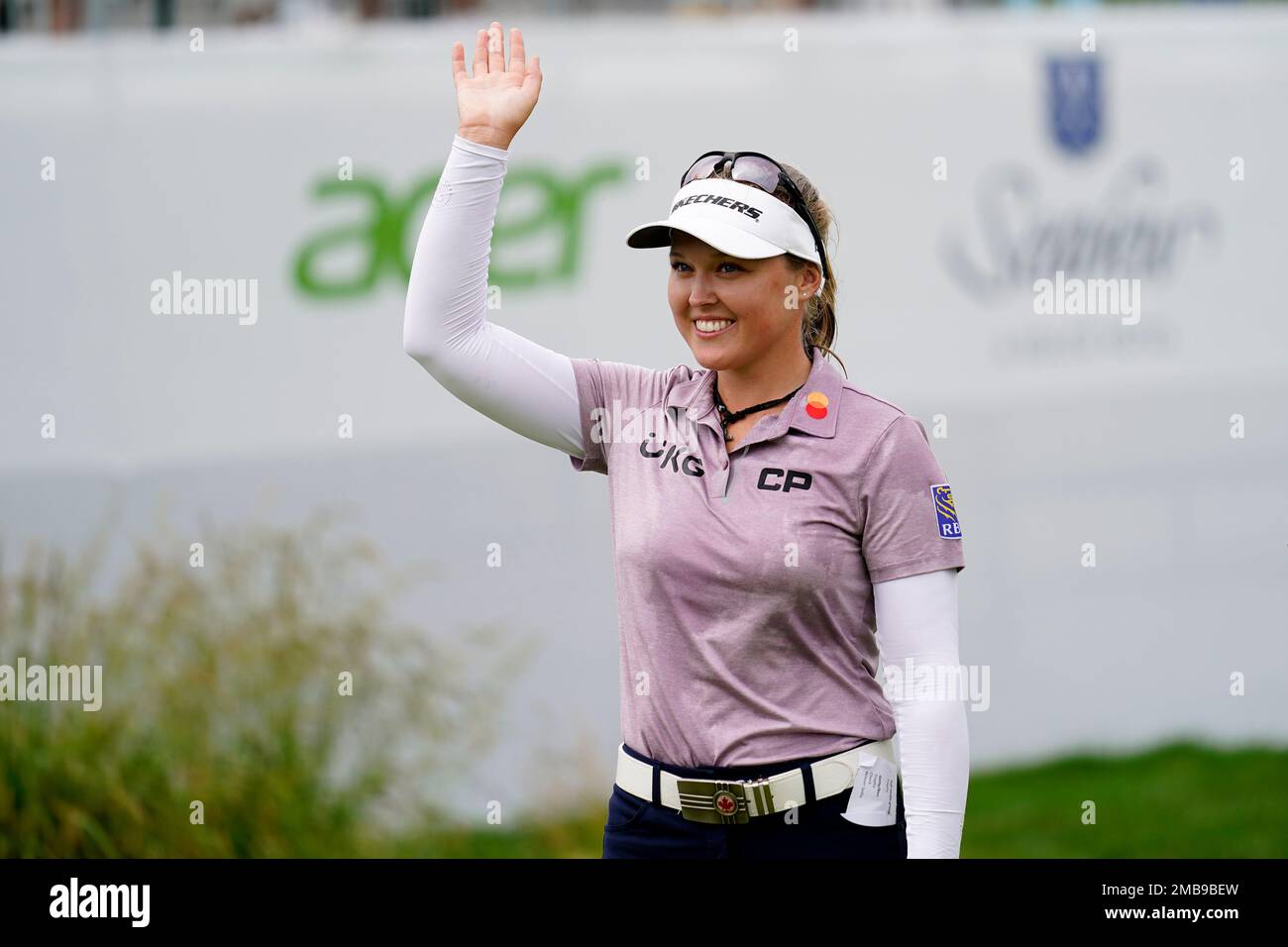 Brooke M. Henderson, of Canada, celebrates after winning the ShopRite ...