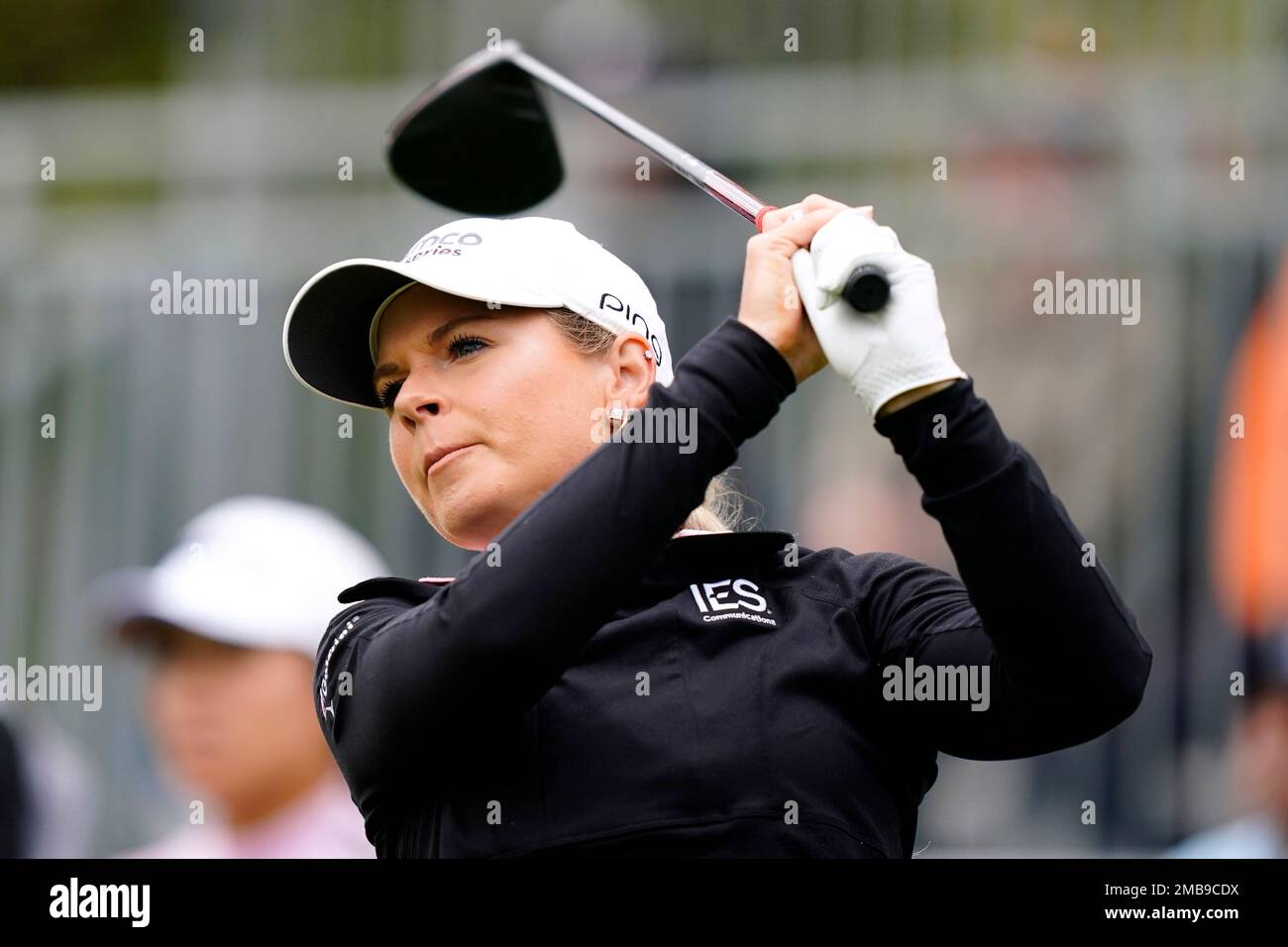 Lindsey Weaver-Wright hits off the first tee during the final round of ...