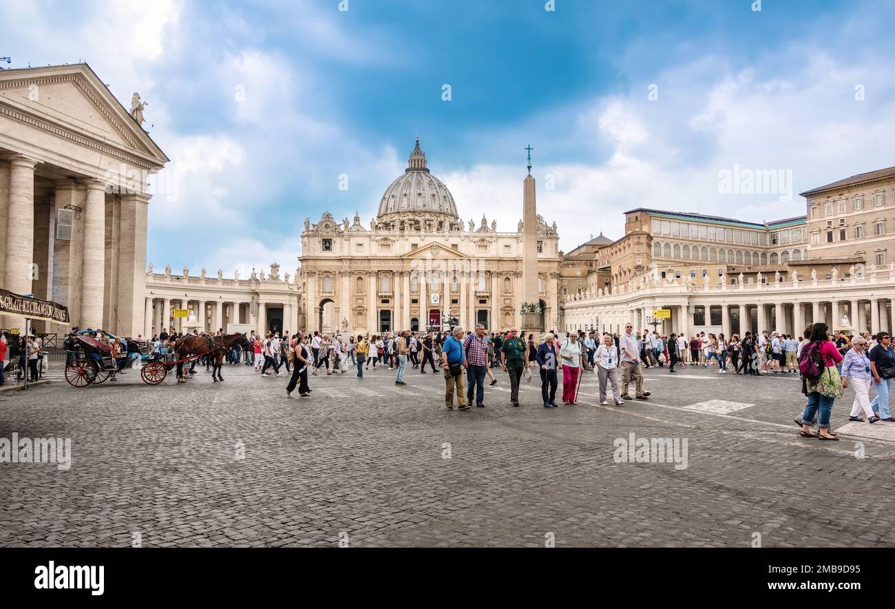 Vatican City, Vatican City State - June 10, 2016: Tourists pour through ...