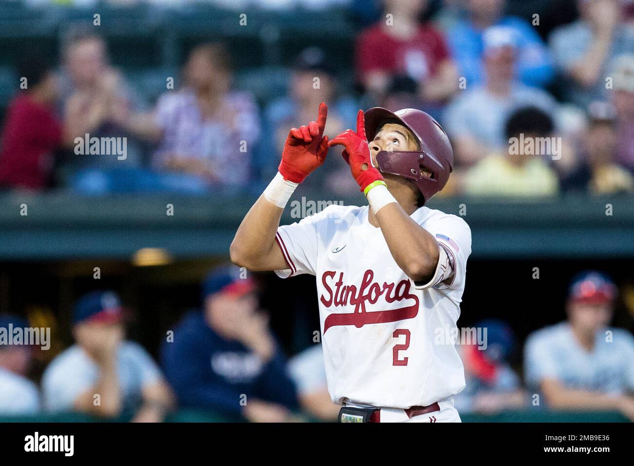 Stanford's Drew Bowser (2) reacts after hits a two-run home run against ...