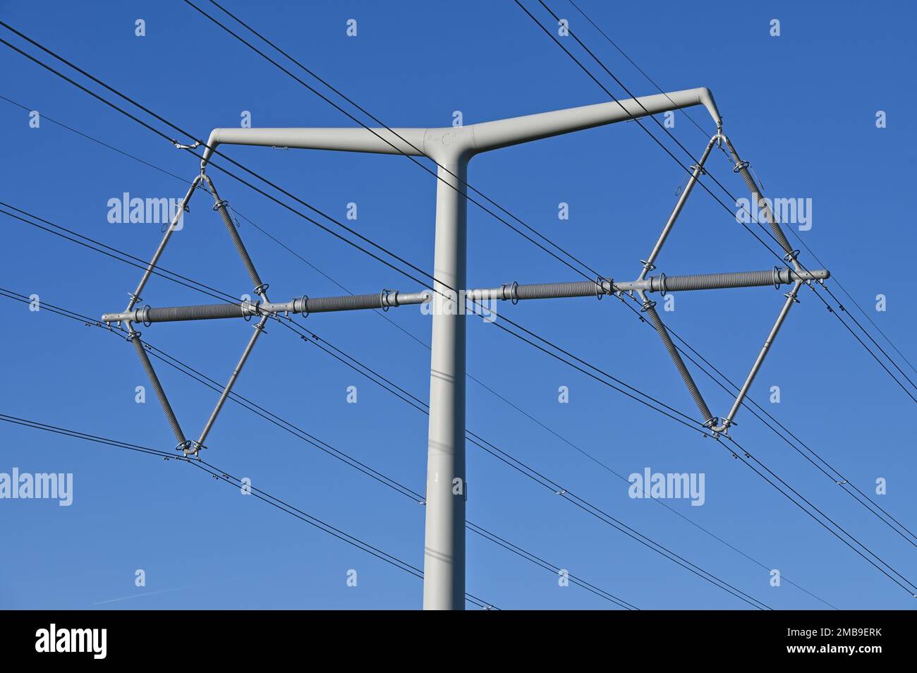 Single pole and t shaped cross arms hi-res stock photography and images ...