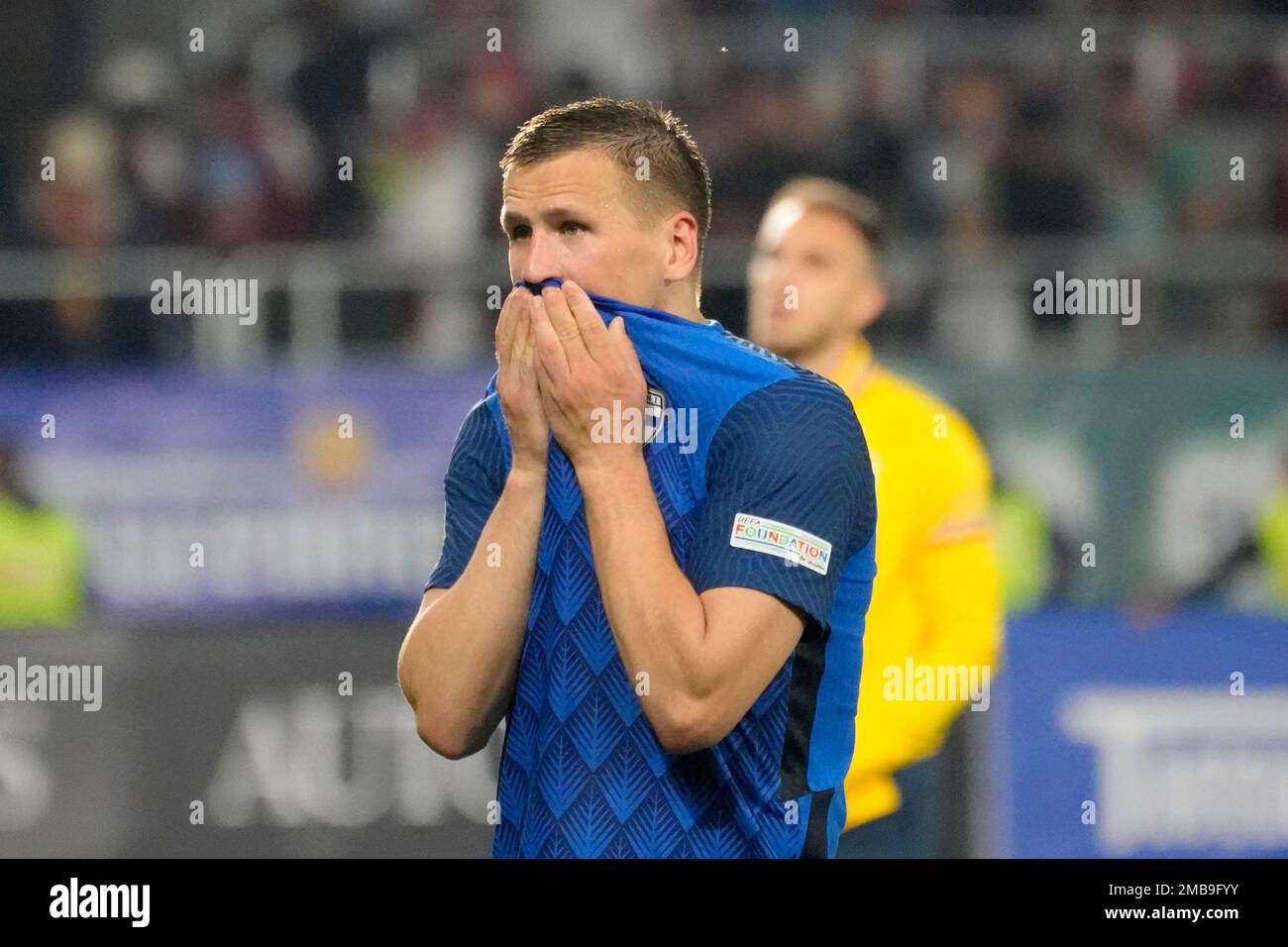 Finland's Robin Lod is dejected after the UEFA Nations League soccer ...