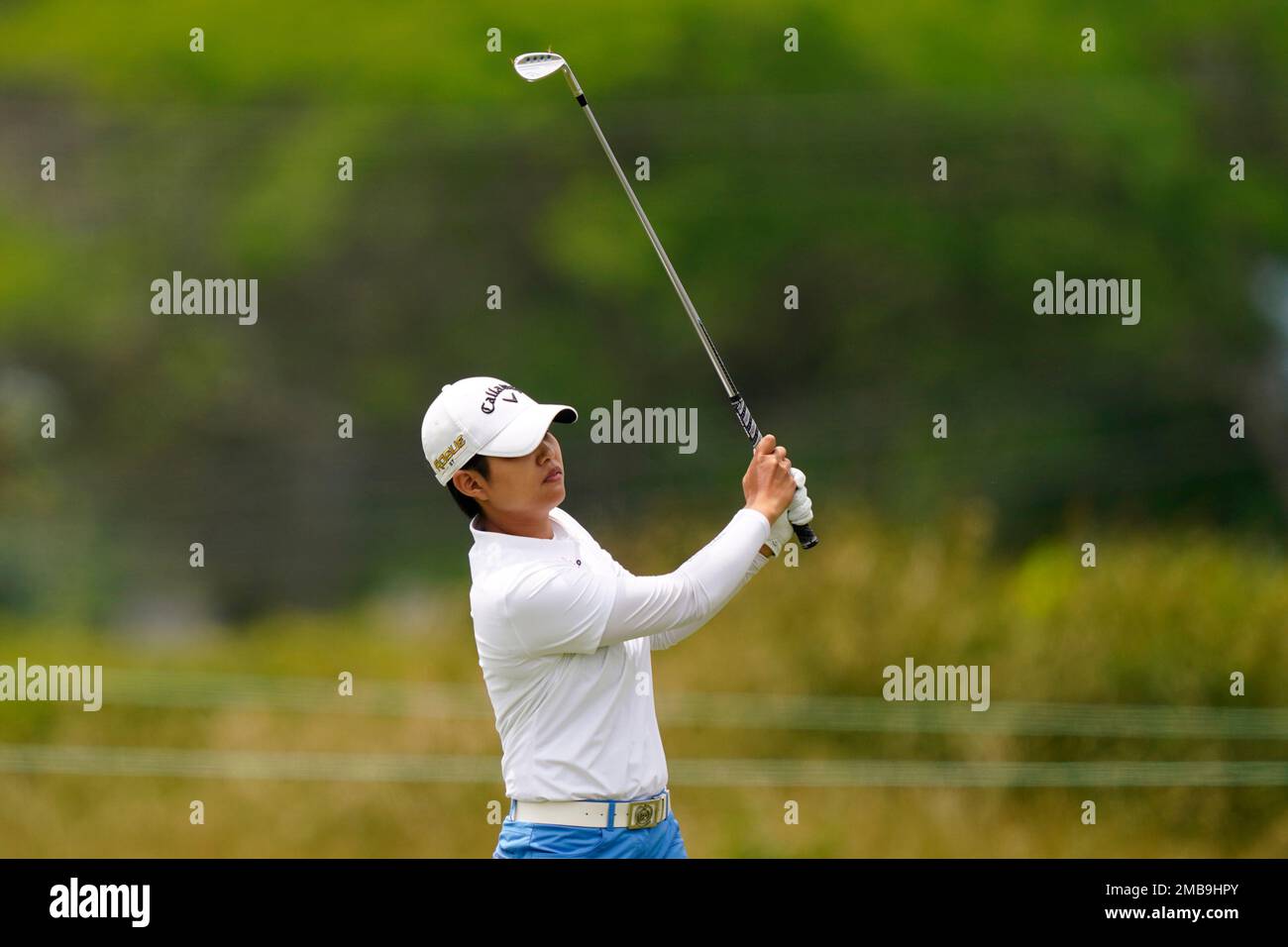 Haru Nomura, of Japan, hits on the 10th fairway during the second round ...