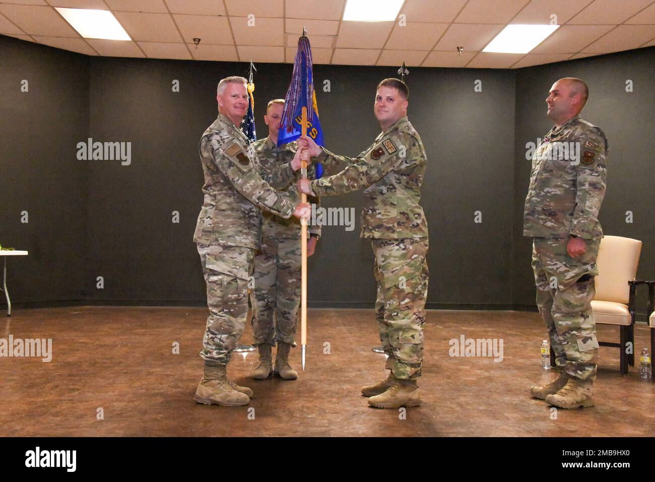 U.S. Air Force Col. David Vanderburg (left), 97th Mission Support Group ...