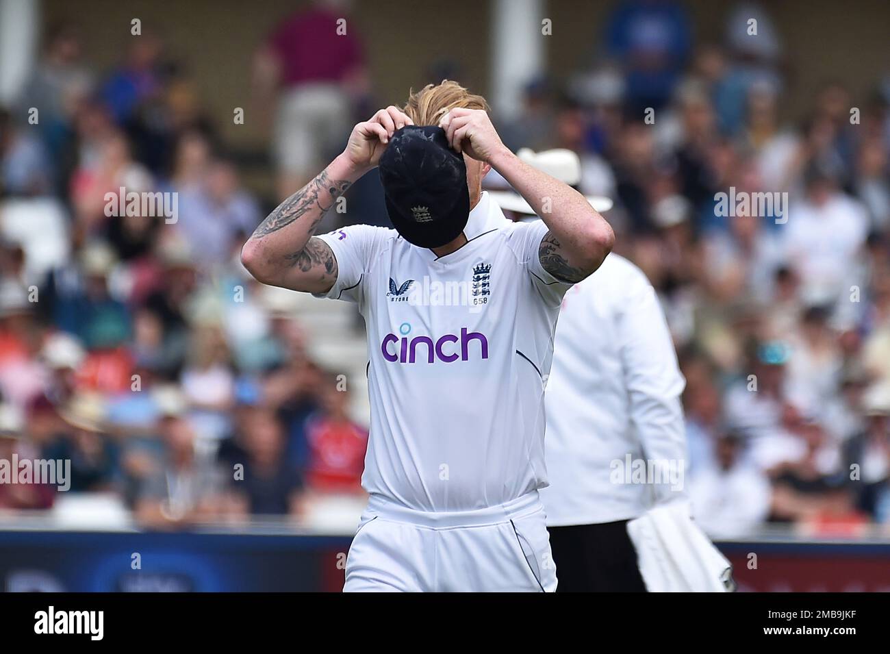 England's Ben Stokes adjust his cap during the second day of the 2nd ...