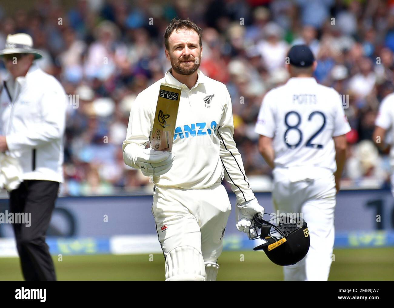 New Zealand's Tom Blundell celebrates after reaching a century during ...