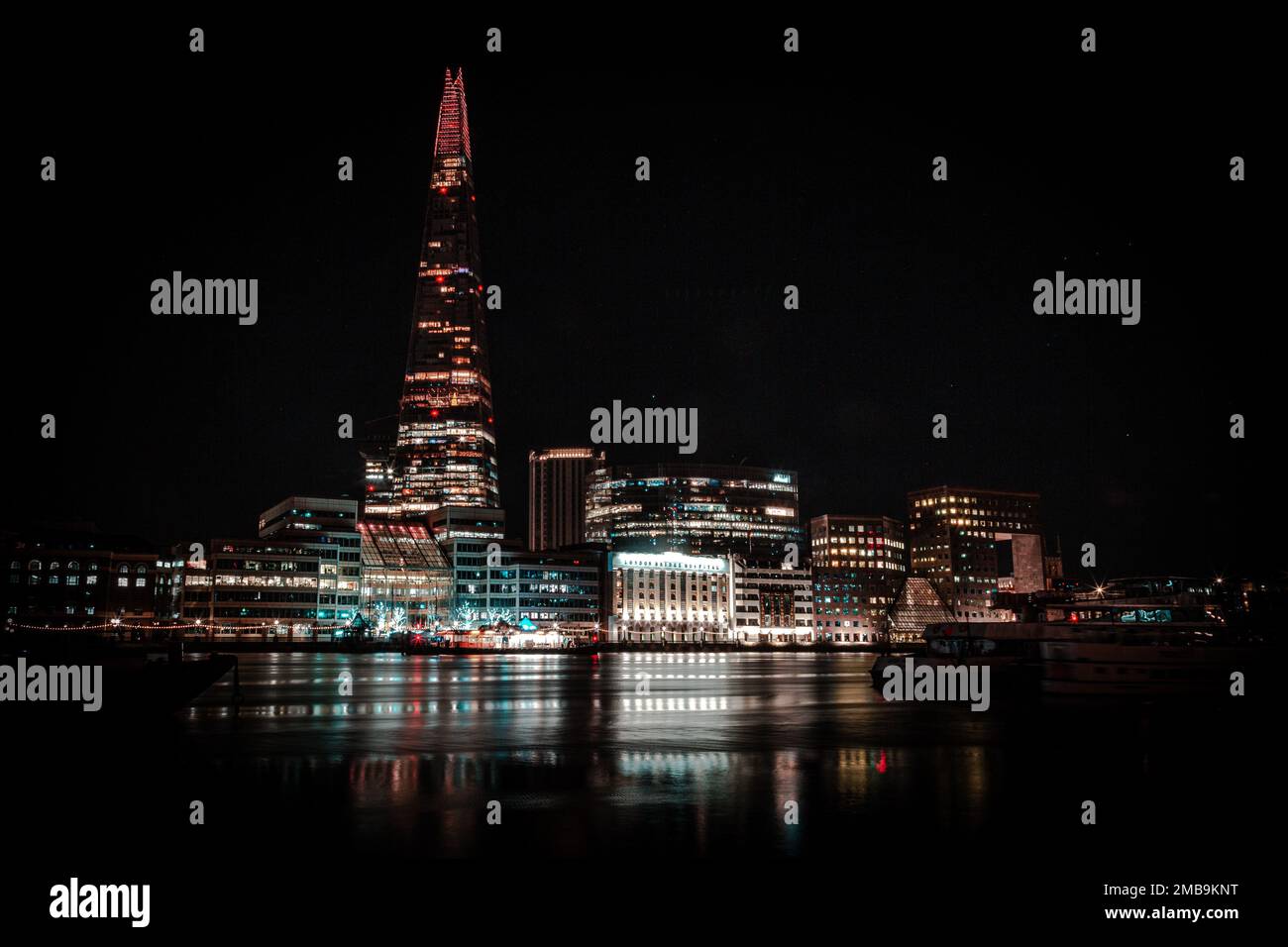 View of The Shard at night from Tower Bridge Stock Photo - Alamy
