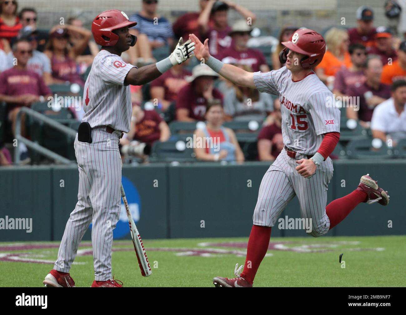 Oklahoma's Jackson Nicklaus (15) celebrates a score in the second ...