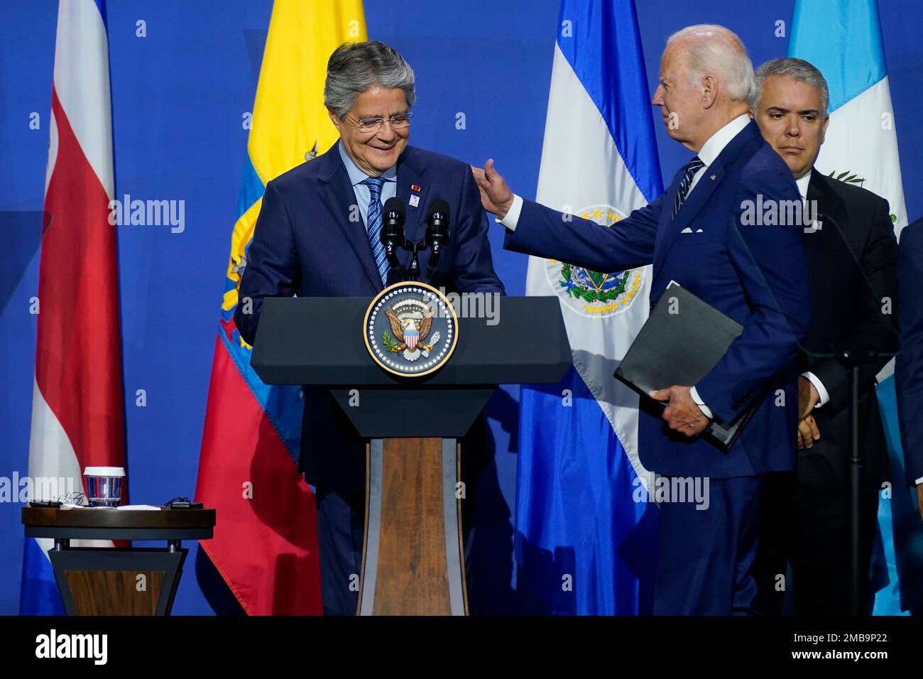 President Joe Biden, right, greets Ecuador President Guillermo Lasso at ...