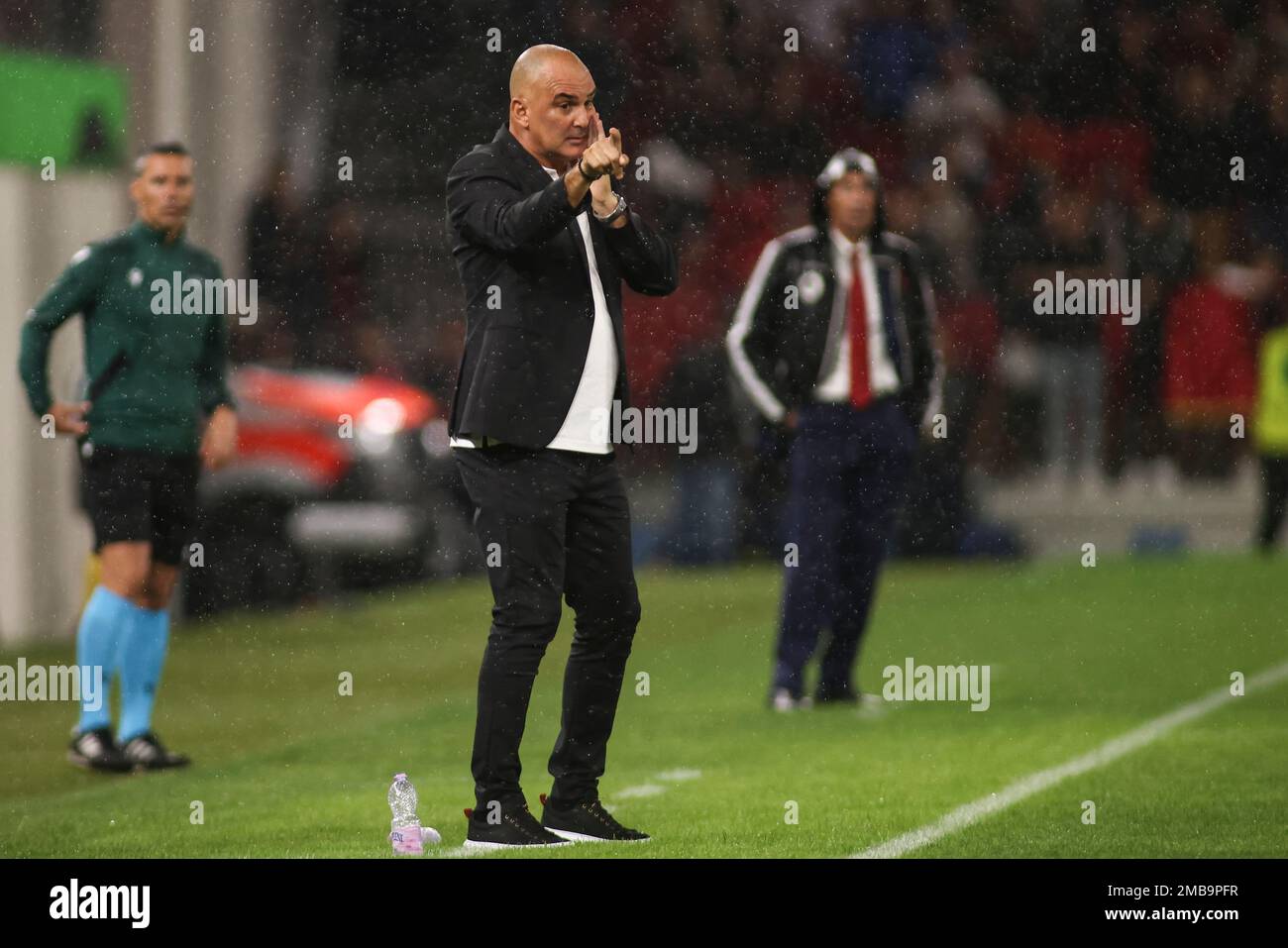 Israel's coach Alon Hazan gives instructions to his players during the ...
