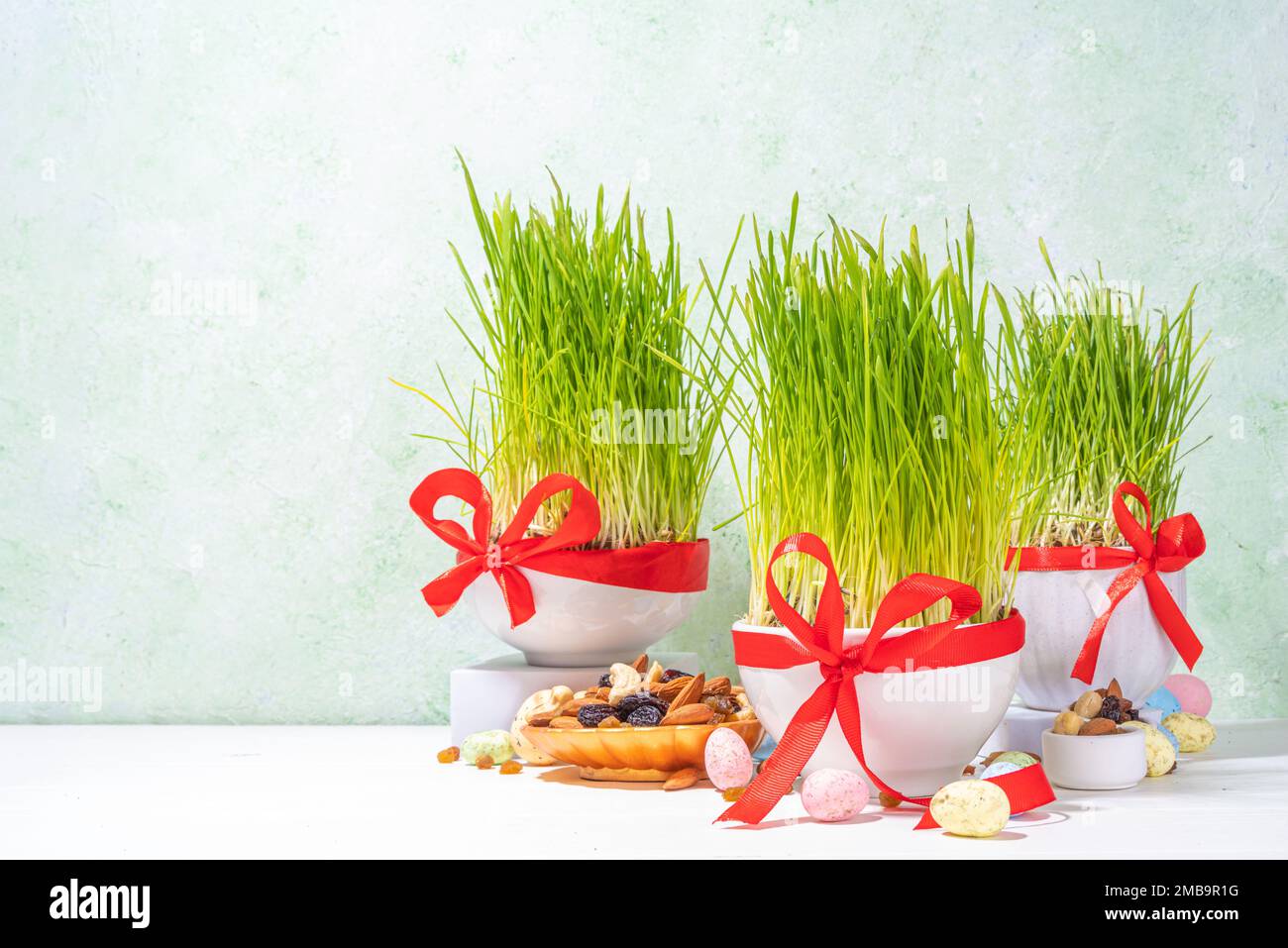 Happy Nowruz holiday background. Celebrating Nowruz new year sweets and ...