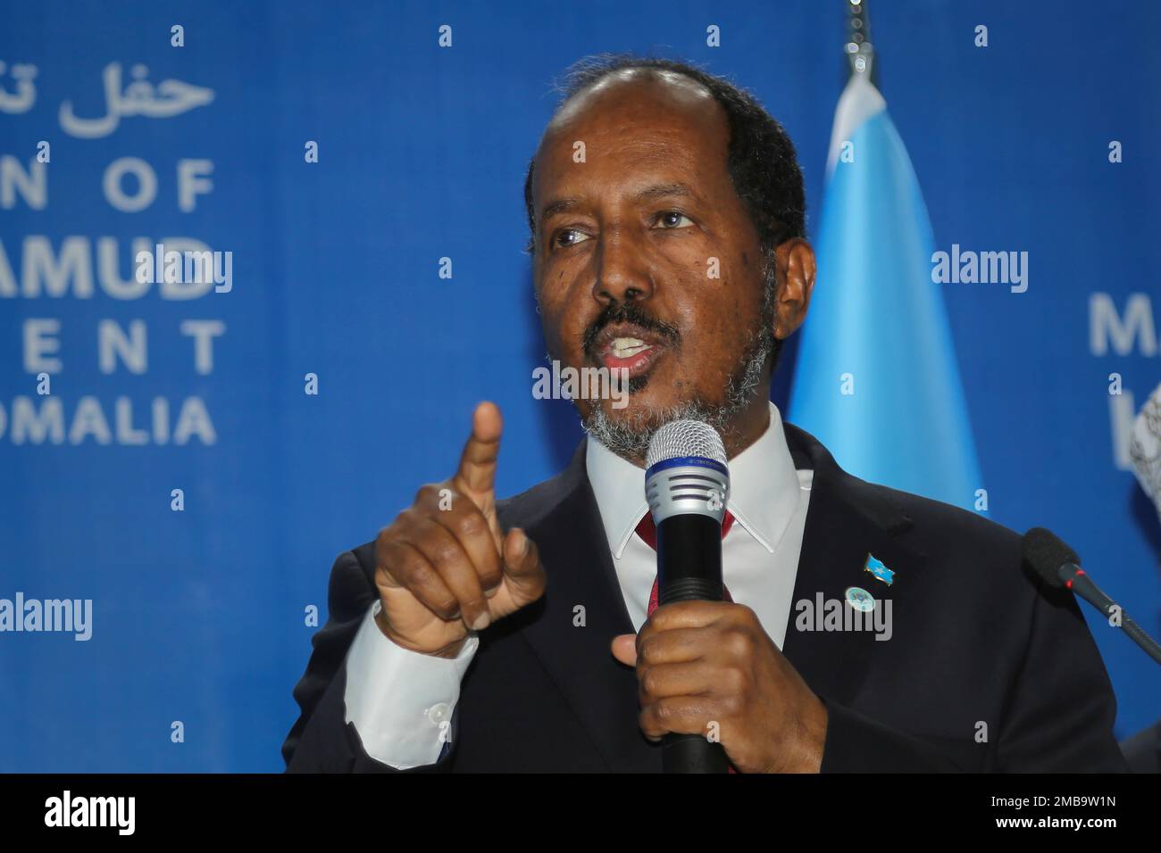 Somalia's new president Hassan Sheikh Mohamud speaks at his inauguration ceremony in Mogadishu ...