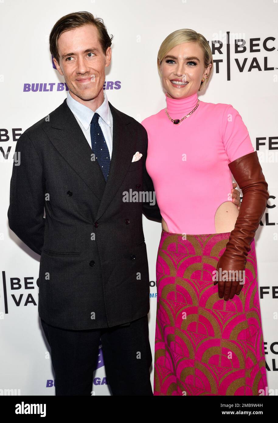 Composer Julian Brink, left, and actor Maddie Hasson attend the ...