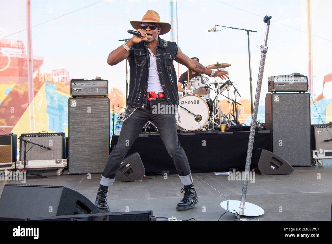 Jimmie Allen performs during CMA Fest 2022 on Thursday, June 8, 2022 ...