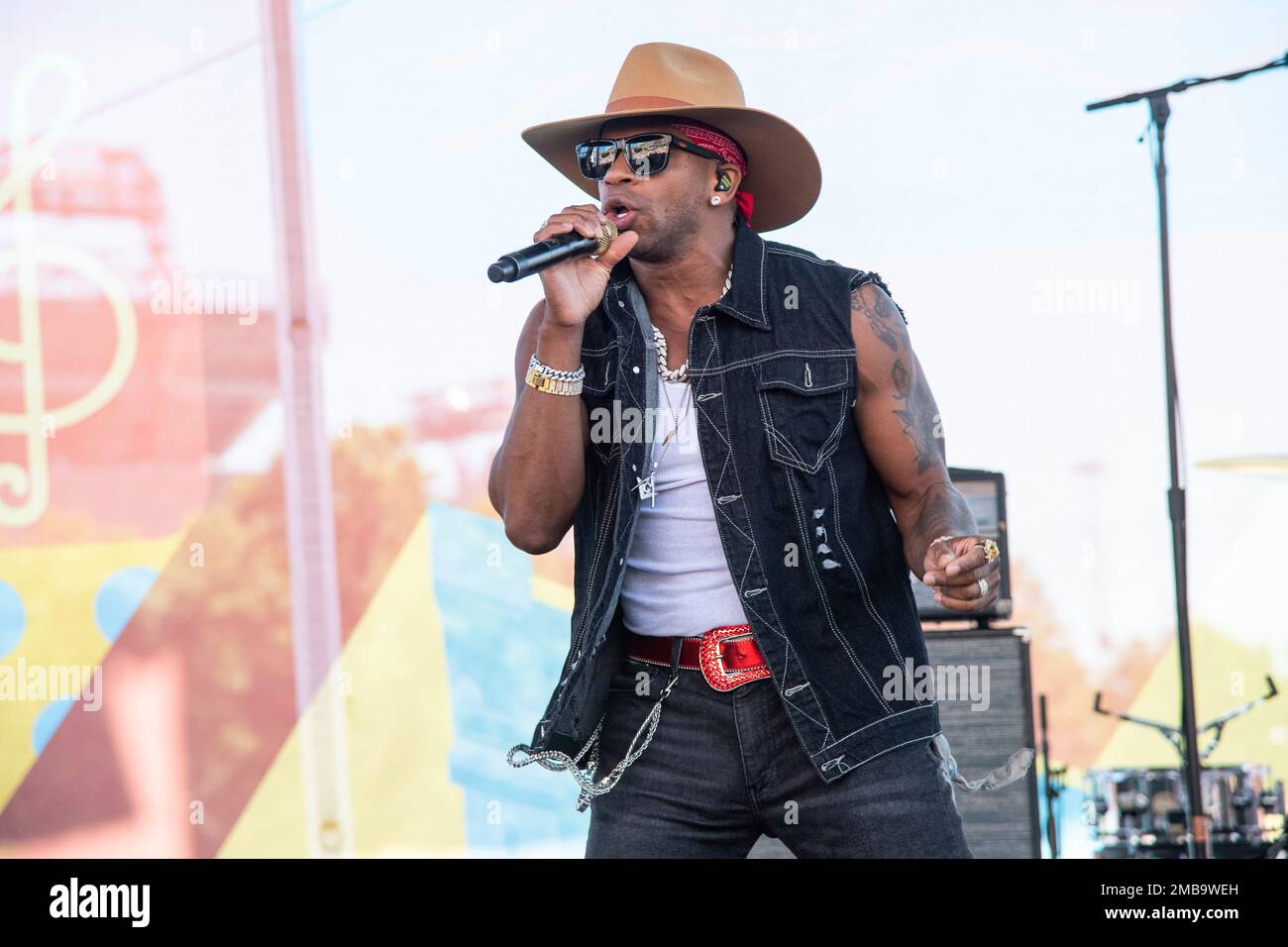 Jimmie Allen performs during CMA Fest 2022 on Thursday, June 8, 2022 ...